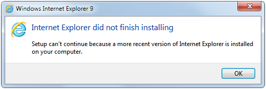 IE9 Error on Upgrading: Setup cannot continue - Techyv.com